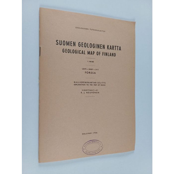 Nils Edelman: Suomen geologinen kartta - Geological map of Finland - 1: ...
